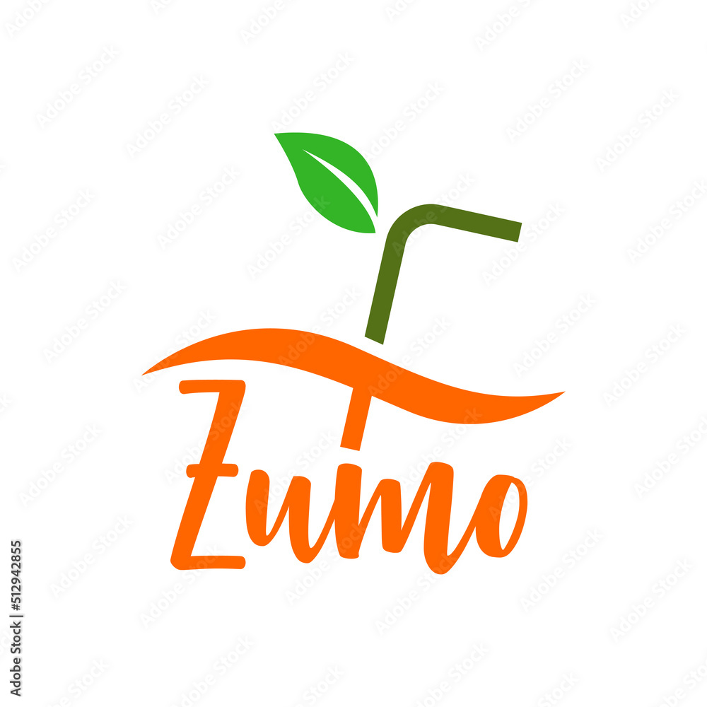 Banner con texto manuscrito Zumo en español. Logo bar de zumos. Vector ...