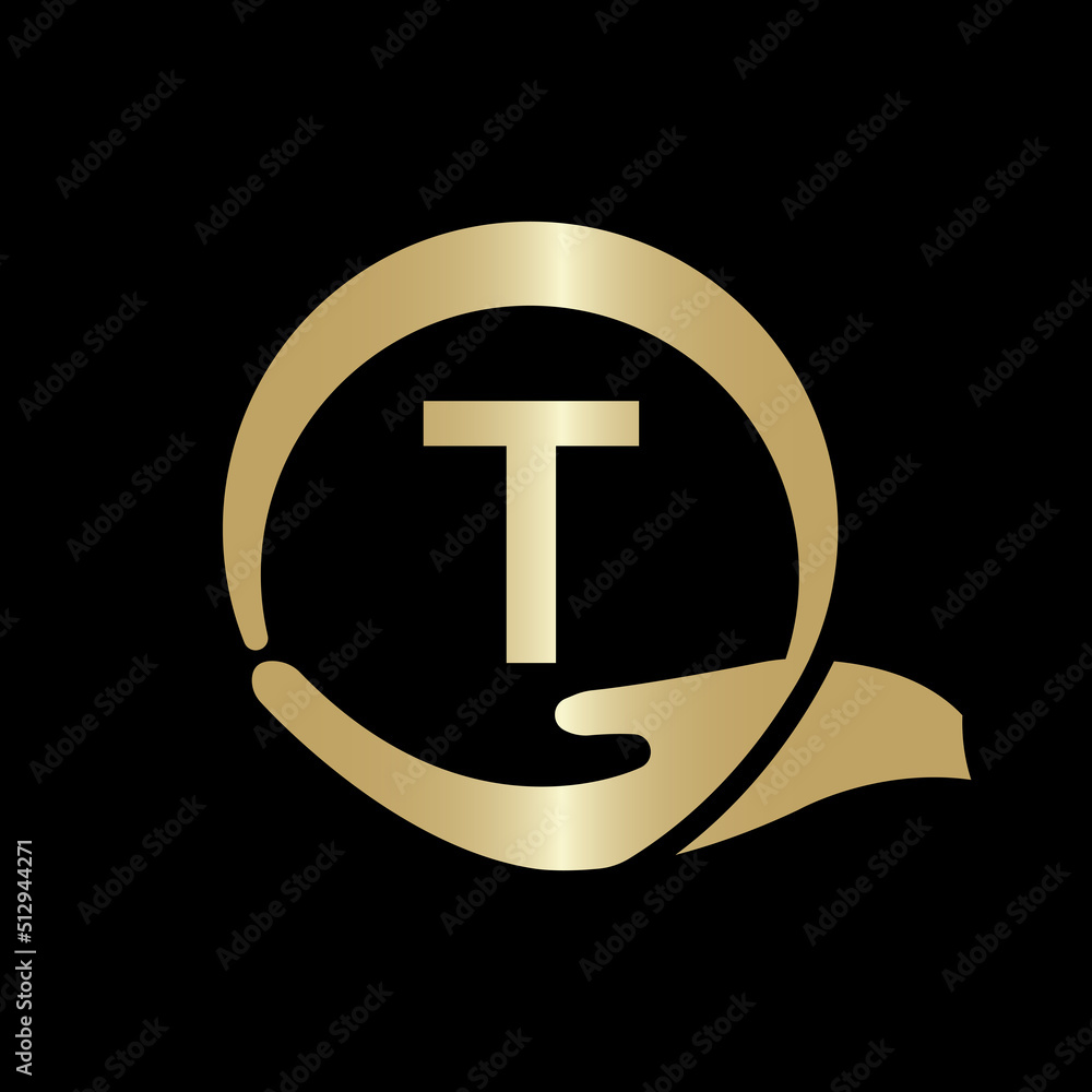 Hand Care Logo Template On Letter T. Creative letter T Logo Design ...