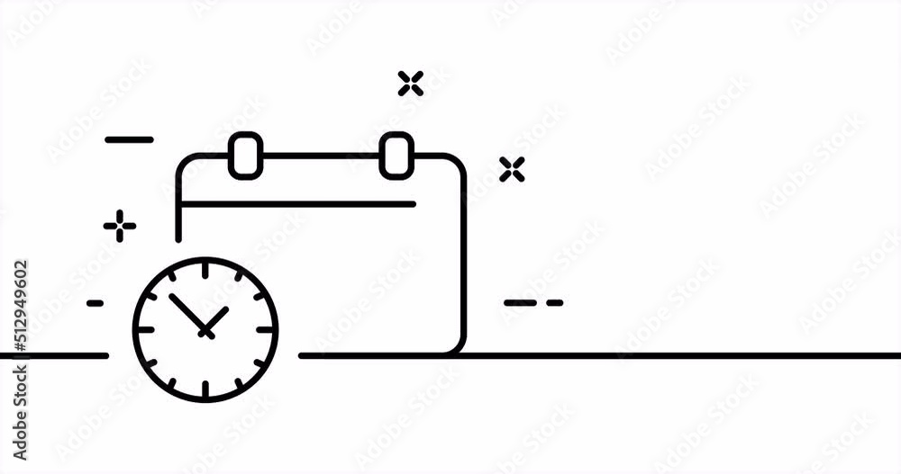 Calendar with clock. Time management, watch, schedule, appointment ...