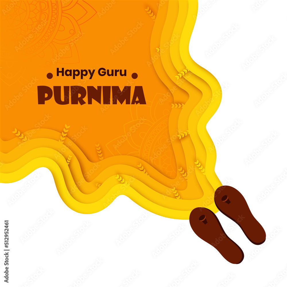Minimalistic origami art design concept with guru feet in the honoring ...