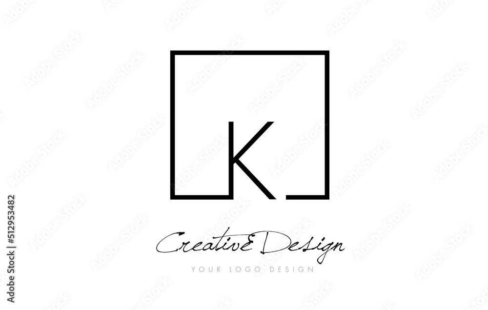 K Square Frame Letter Logo Design with Black and White Colors. Stock ...