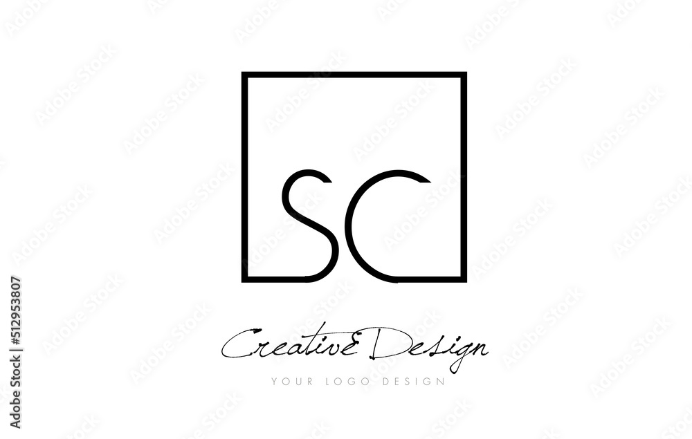 SC Square Frame Letter Logo Design with Black and White Colors. Stock ...