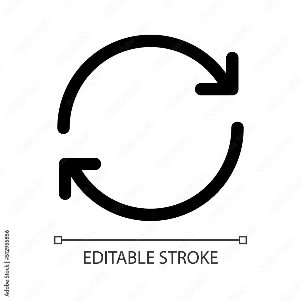 Repeat white linear ui icon. Continuous playing of items. Media player control. GUI, UX design ...