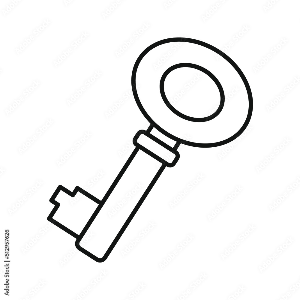 Key. Coloring. Black and white vector illustration. Stock Vector ...