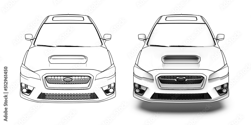 Contour drawing of the car. Coloring page for drawing. Black contour ...