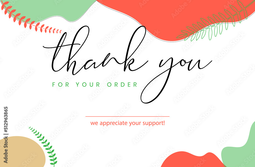 Thank You Card. Colourful thank you for your order card Stock Vector ...