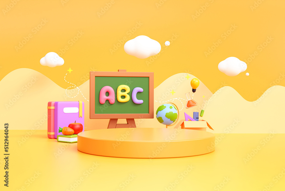 Back to school podium 3d background empty backdrop pedestal product ...