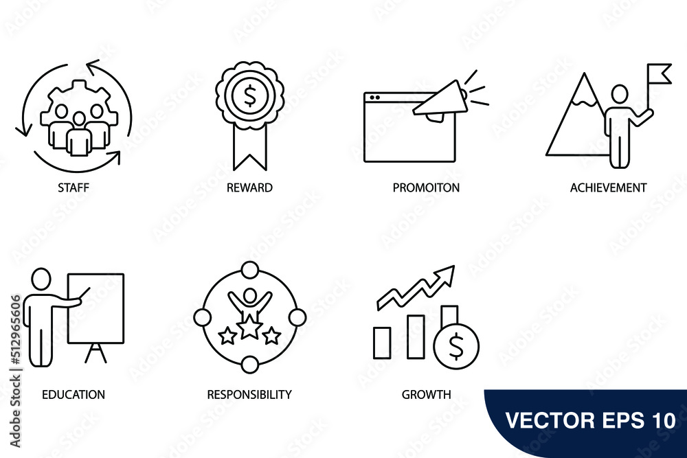 employee motivation icons set . employee motivation pack symbol vector ...