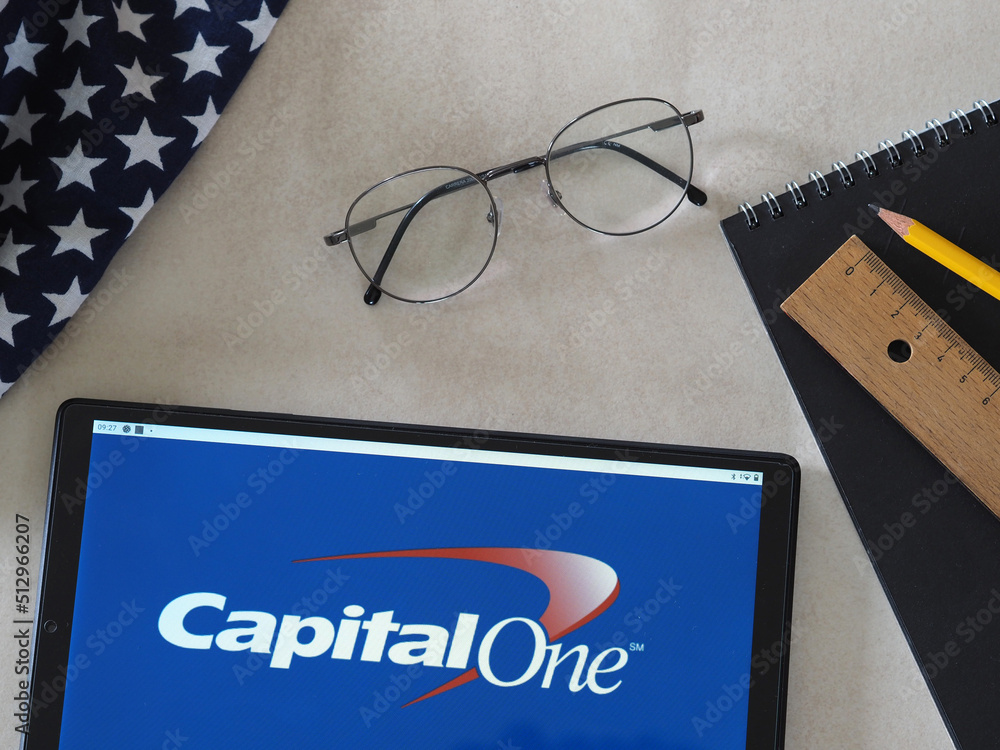 In this photo illustration Capital One Financial Corporation logo seen ...
