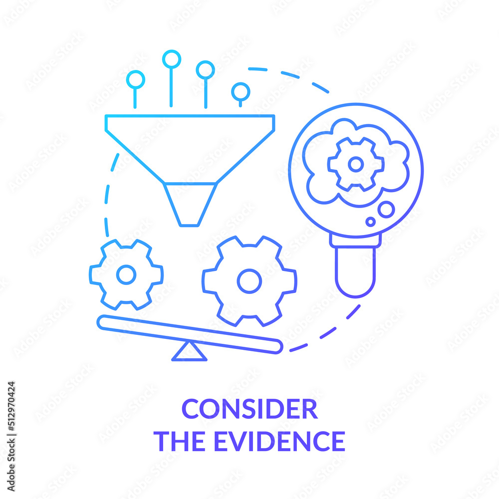 Consider evidence blue gradient concept icon. Provide proof of negative ...