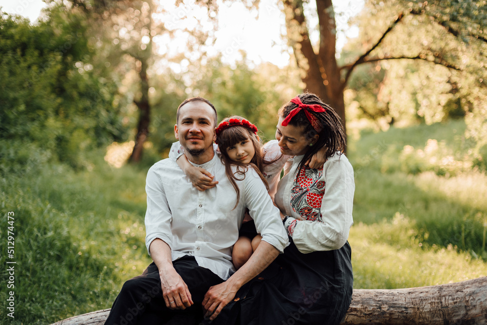 Ukrainian family in traditional embroidery clothes called vyshyvanka ...