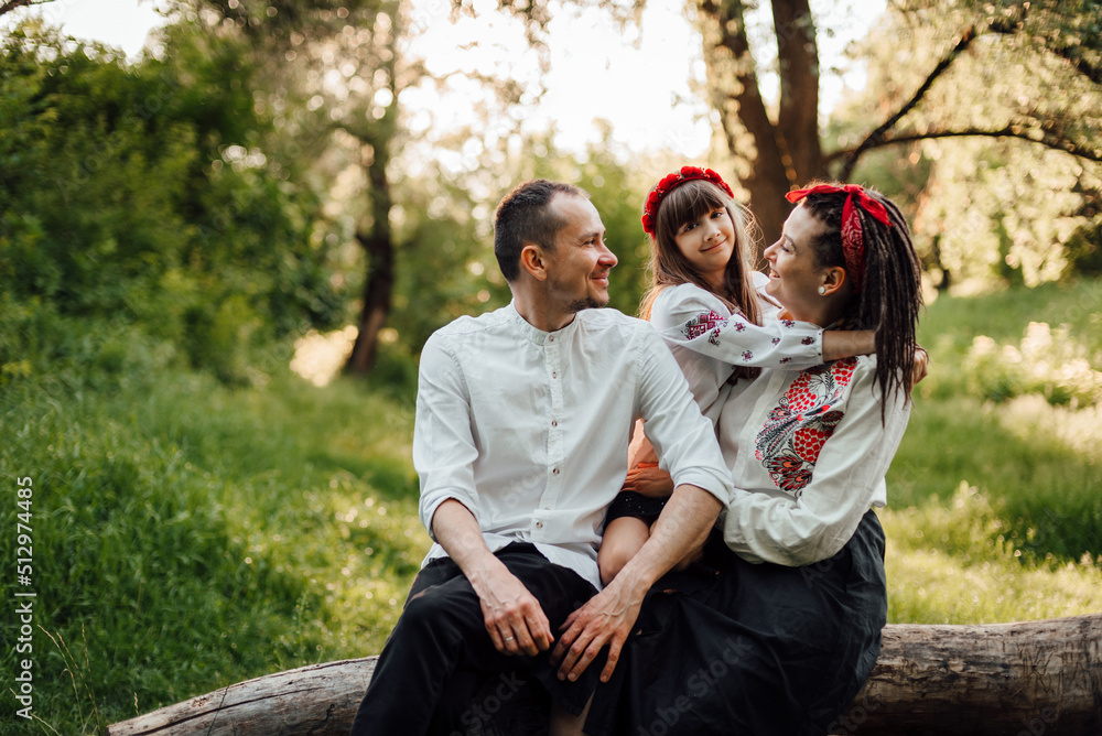 Ukrainian family in traditional embroidery clothes called vyshyvanka ...