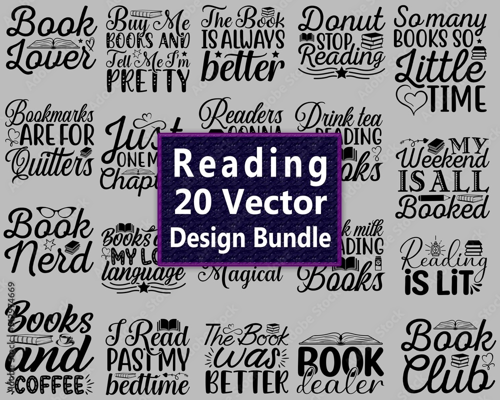 Reading 20 Vector Design Bundle SVG, Reading design, Reading svg ...