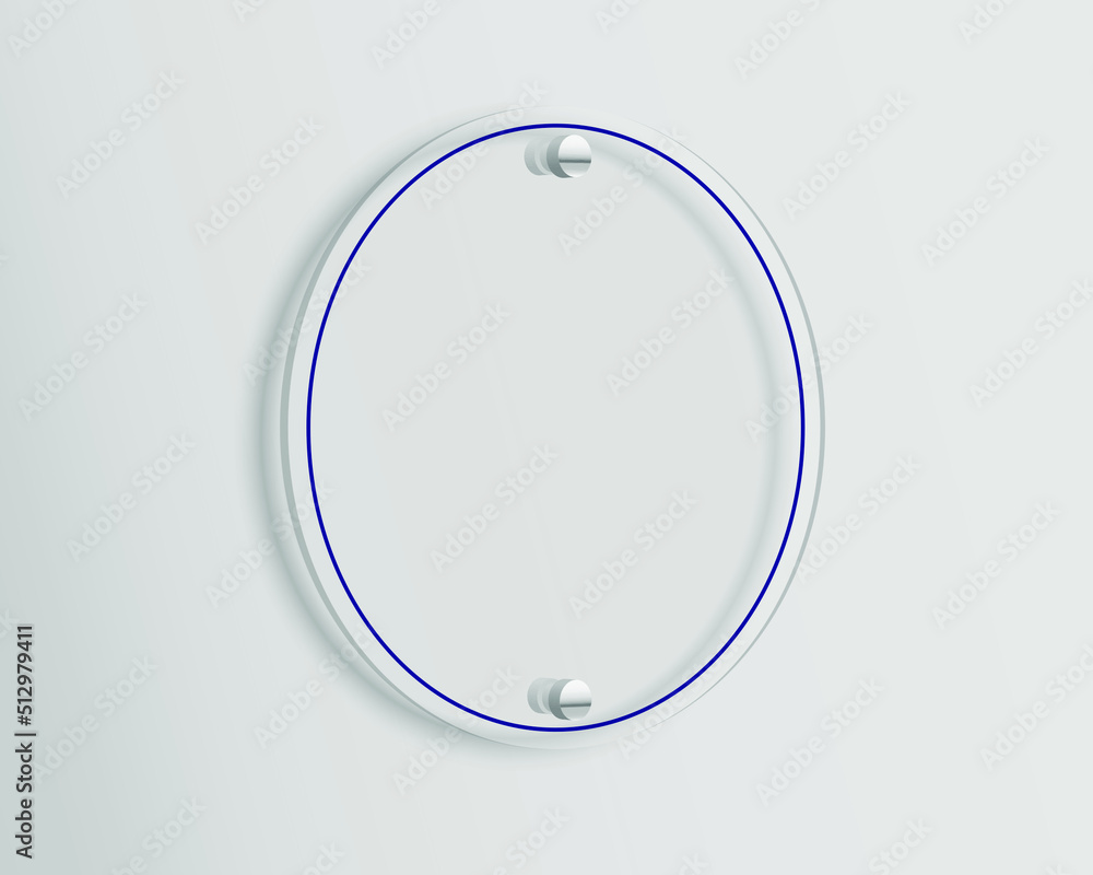 Glass signage mock up. Transparent circle acrylic sign template for ...