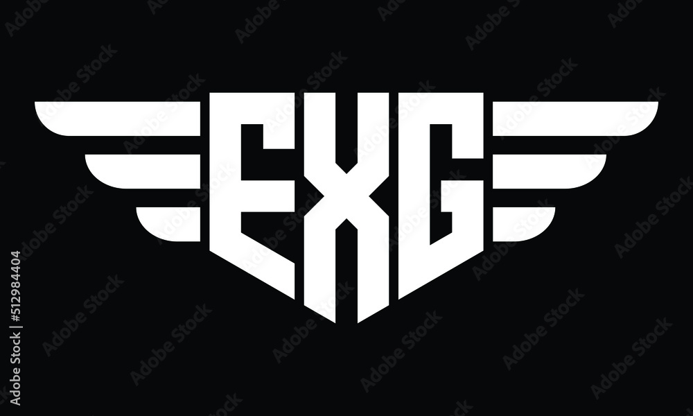EXG three letter logo, creative wings shape logo design vector template ...