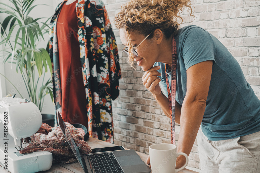 Photo & Art Print Modern stylist woman use computer and connection for ...