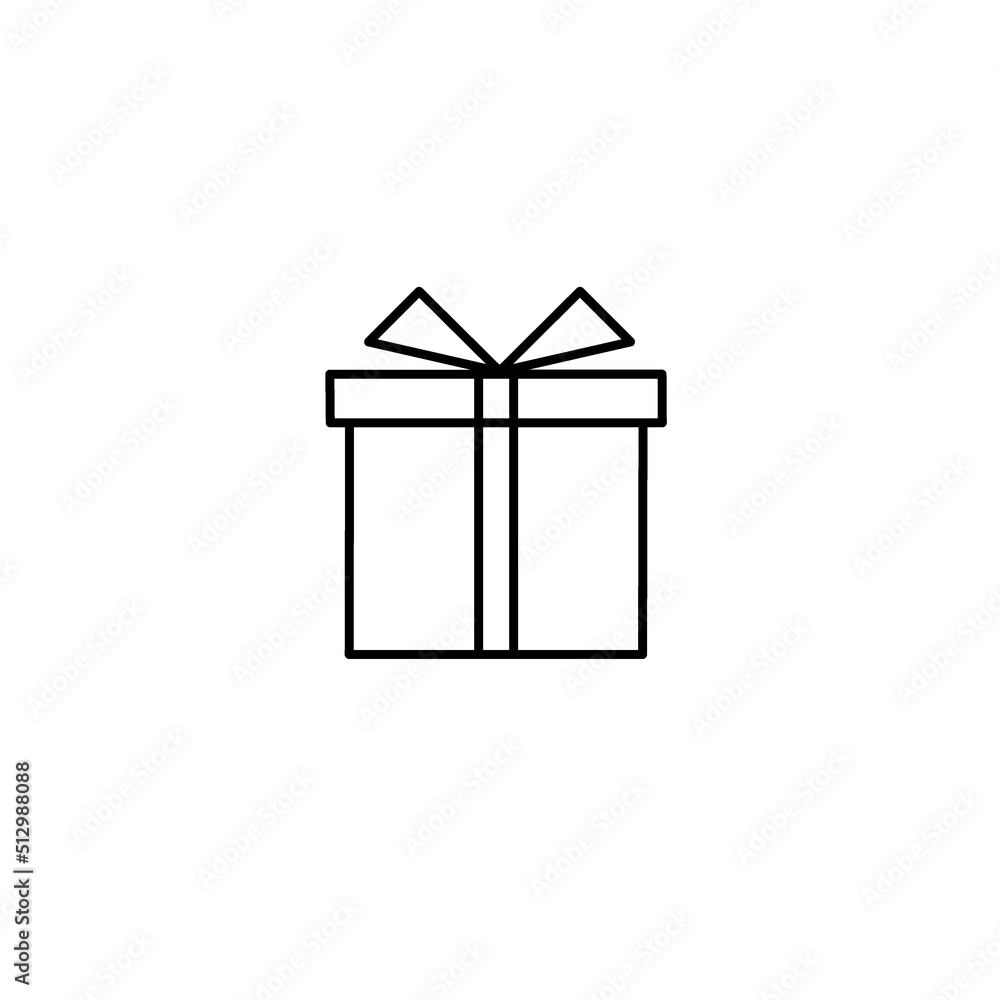 Present line vector icon for website or app and logo on white ...