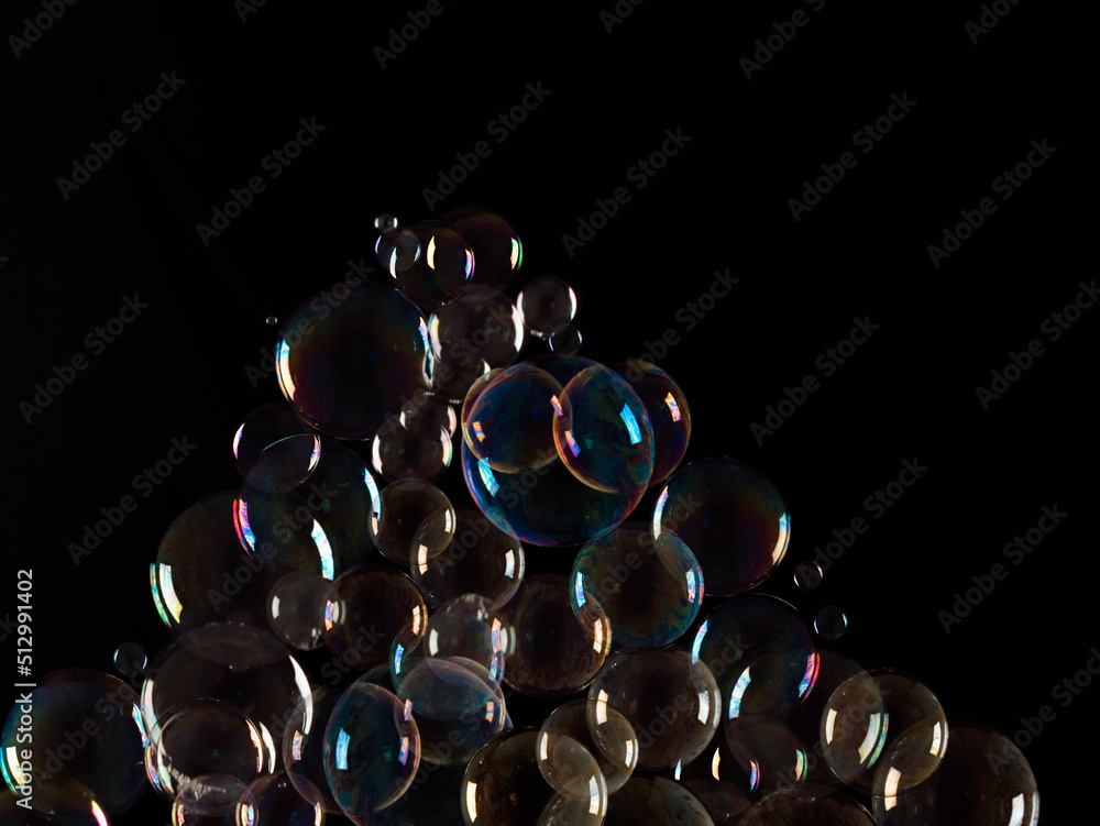 Bubbles on black background Stock Photo | Adobe Stock