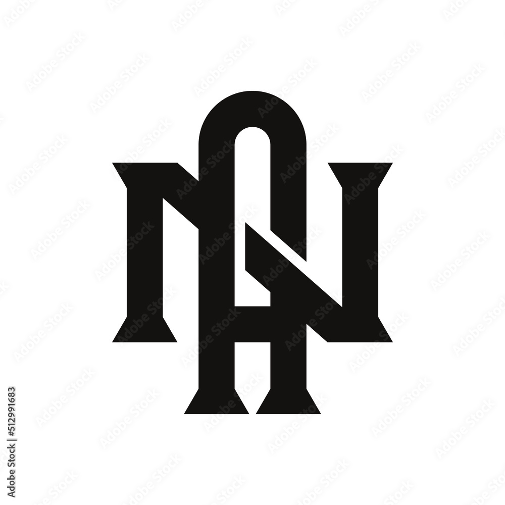 Monogram Initial letter N and A, N A, AN , overlapping interlock ...