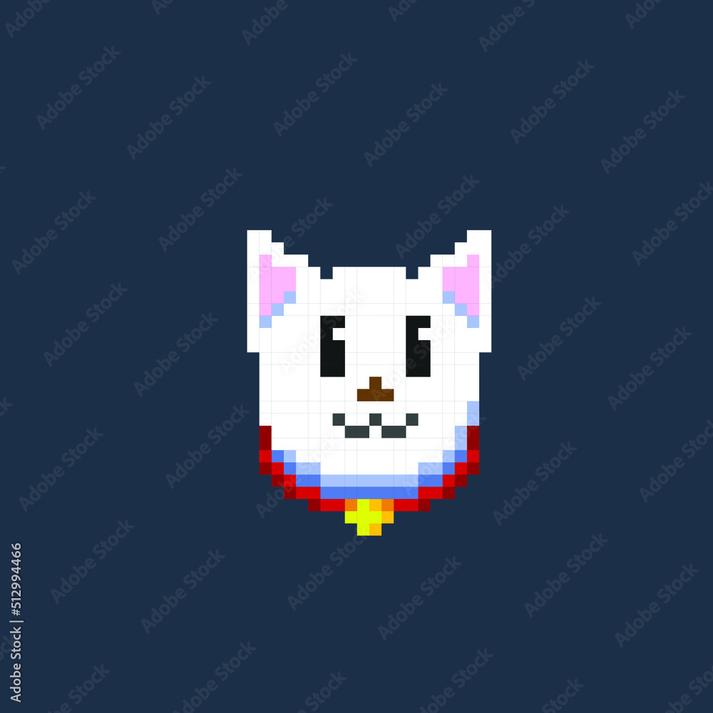 cat head in pixel art style Stock Vector | Adobe Stock