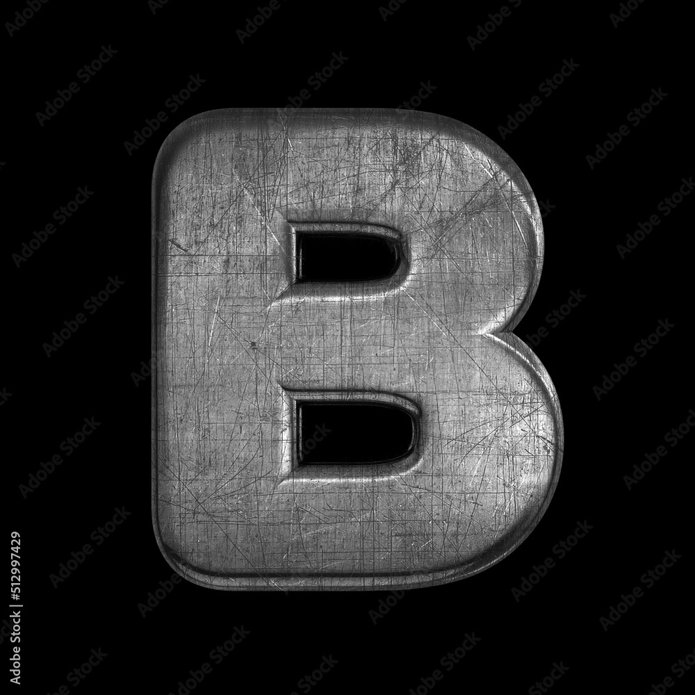 metal letter B - Capital 3d brushed iron font - suitable for industry ...