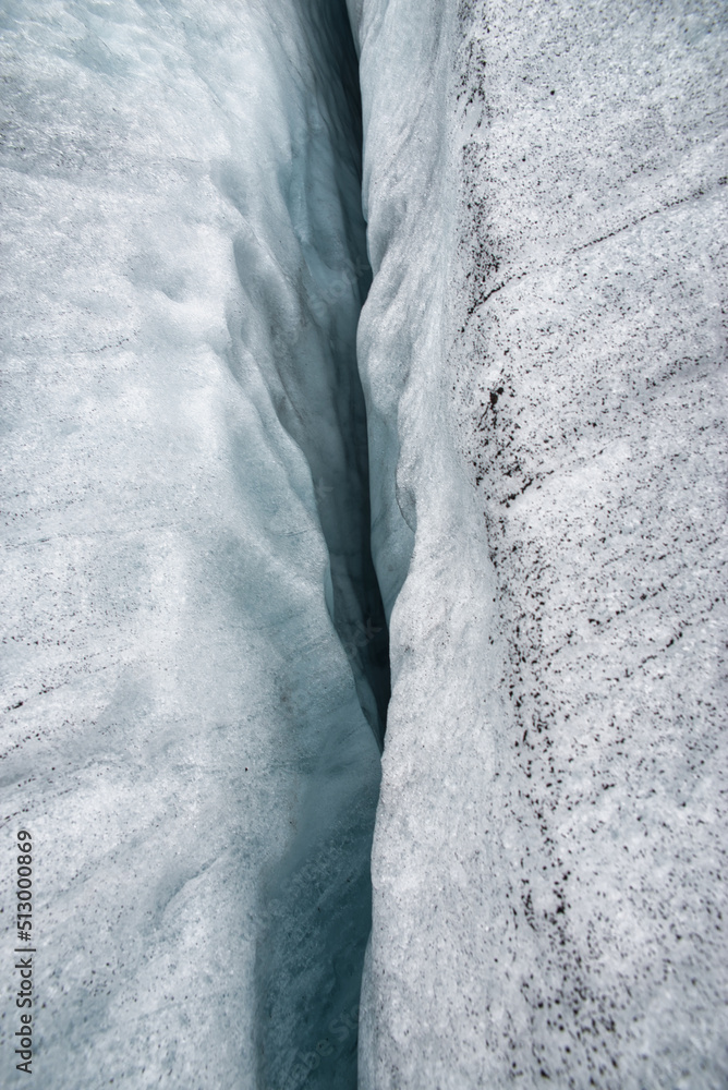 Long and deep crevasse on the Jostedalsbreen glacier in Norway in ...