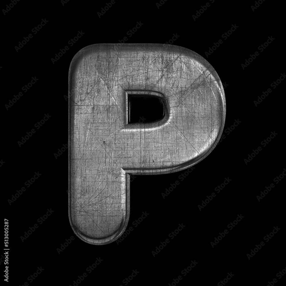 metal letter P - Upper-case 3d brushed iron font - suitable for ...