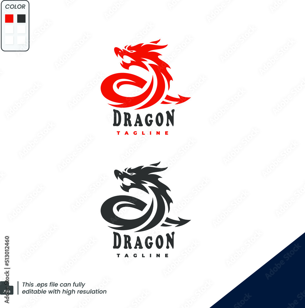 Dragon 2 types vector icon illustration design and logo template ...
