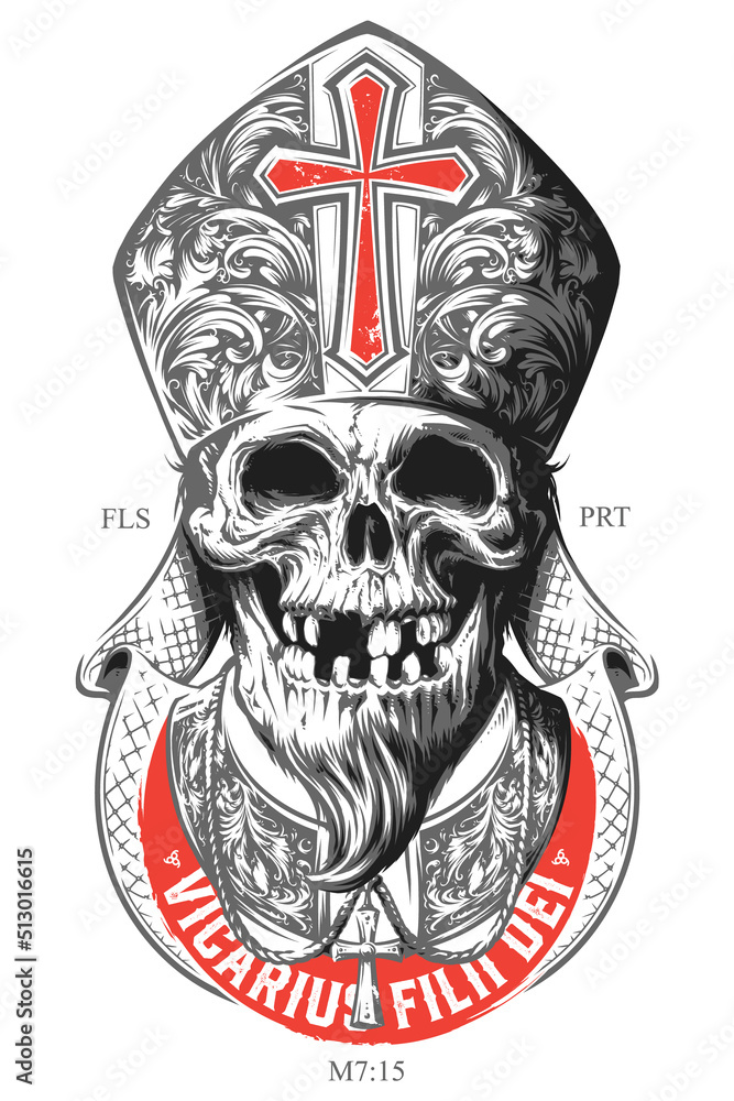 Vector Skull in catholic bishop Stock Vector | Adobe Stock