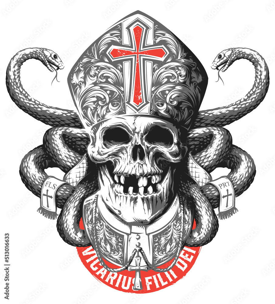 Vector Skull in catholic bishop Stock Vector | Adobe Stock