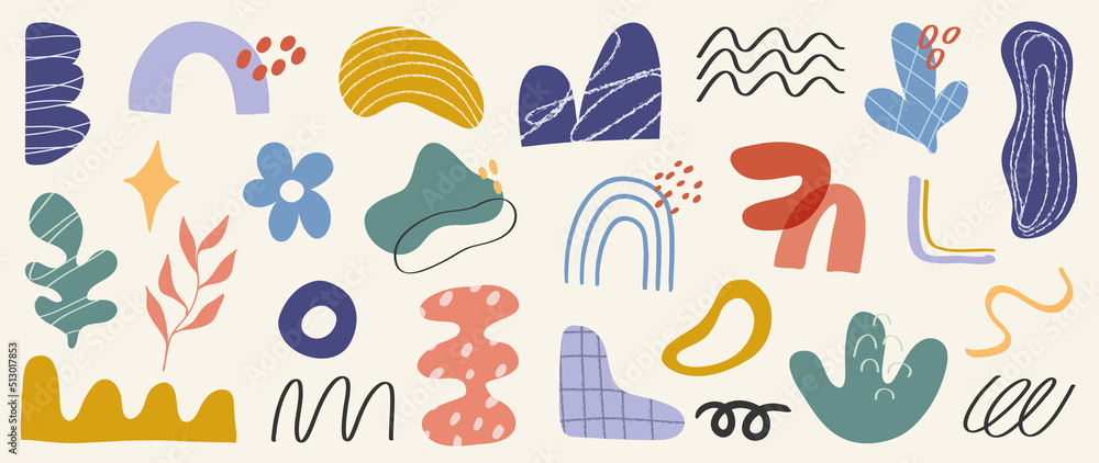 Minimalist abstract art shapes vector collection. Set of doodle ...