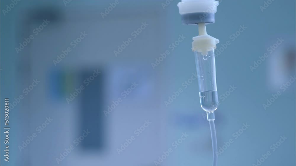Dripping saline, Dripping medical perfusion close up equipment in ...