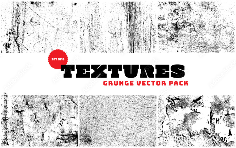 Grunge Texture Vector Pack Set Stock Vector | Adobe Stock