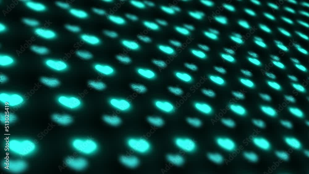 Blue CGI hearts spinning against a dark background. Heart shape special ...