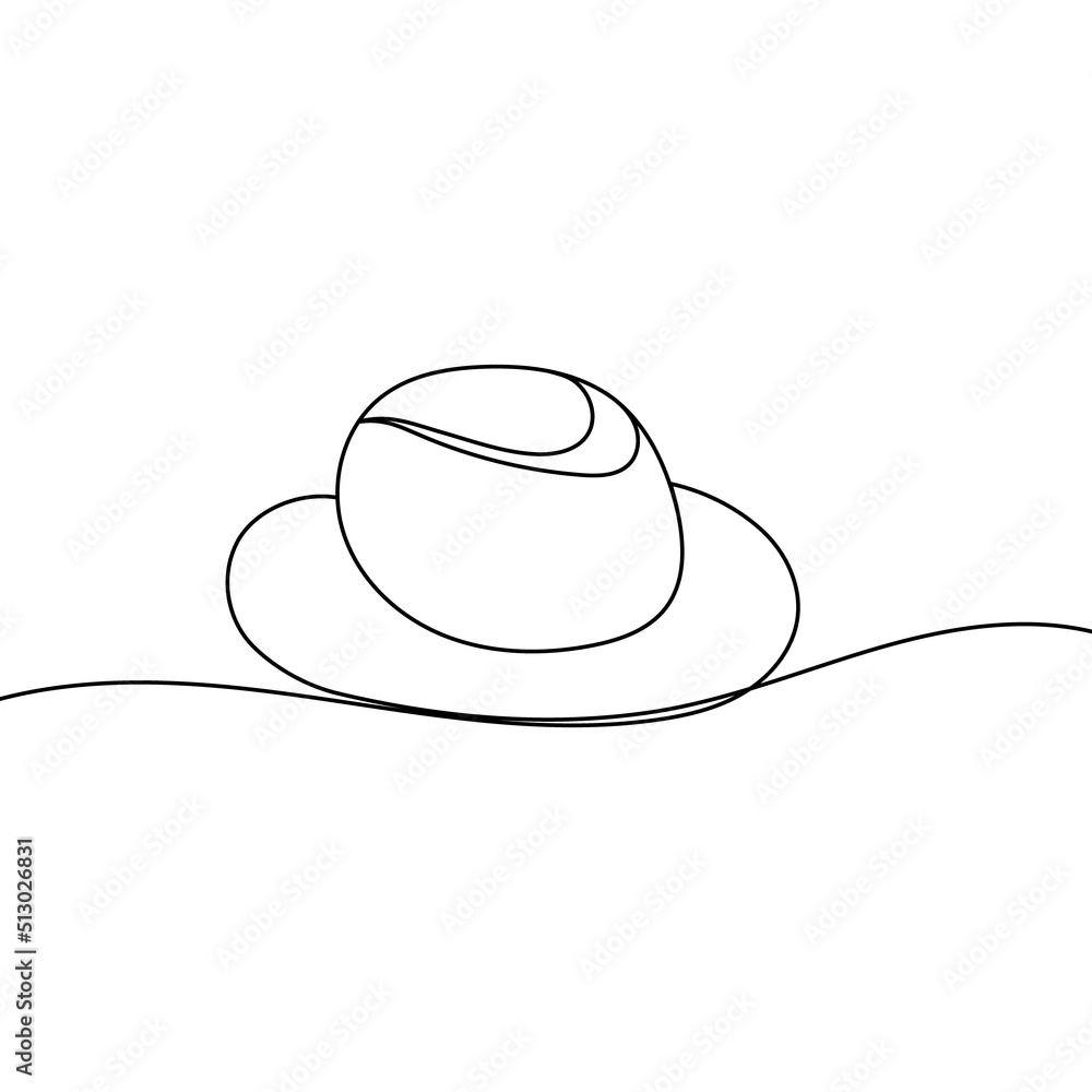 Continuous line drawing of a man's hat, . Line art. Vector illustration ...