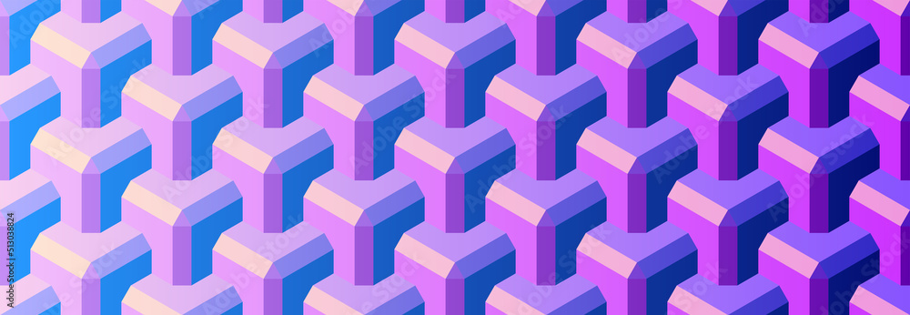 Seamless vector 3D pattern with cubes. Optical illusions. Gradient ...