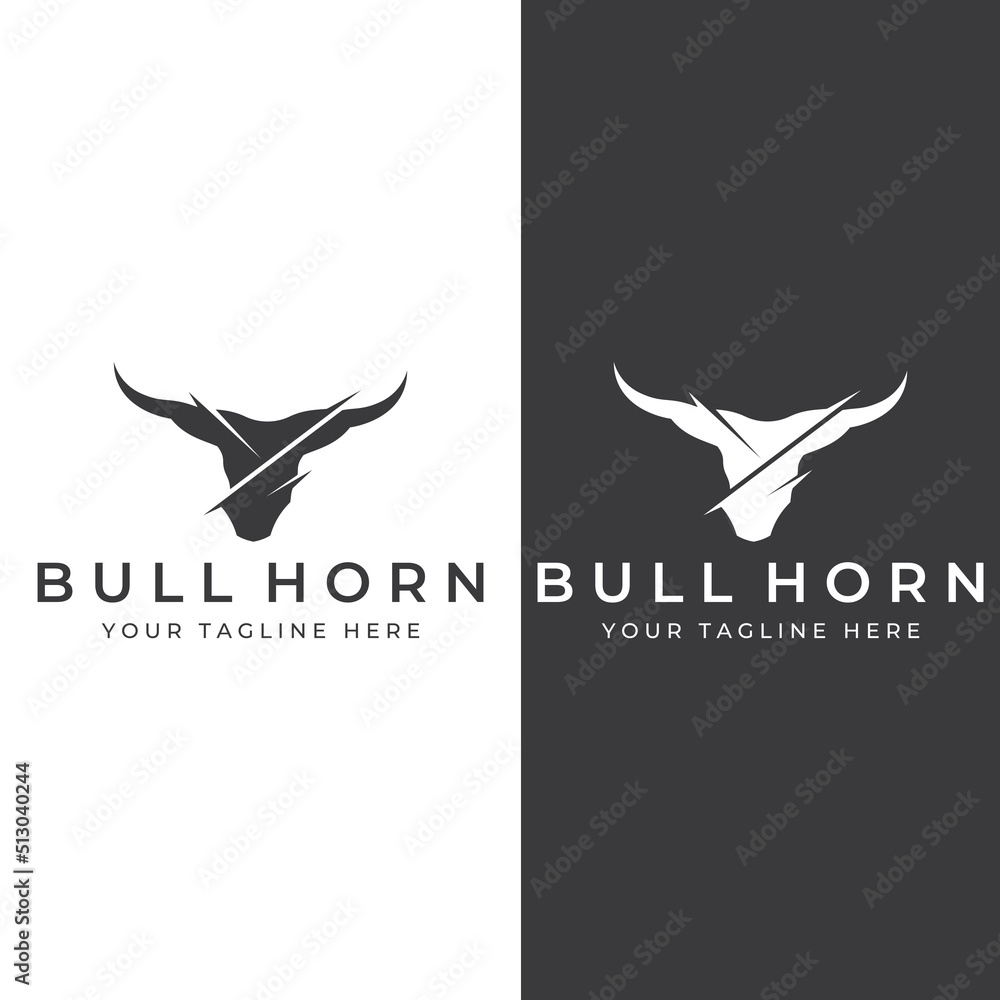 Bull's head horn logo. Using a vector illustration template design ...