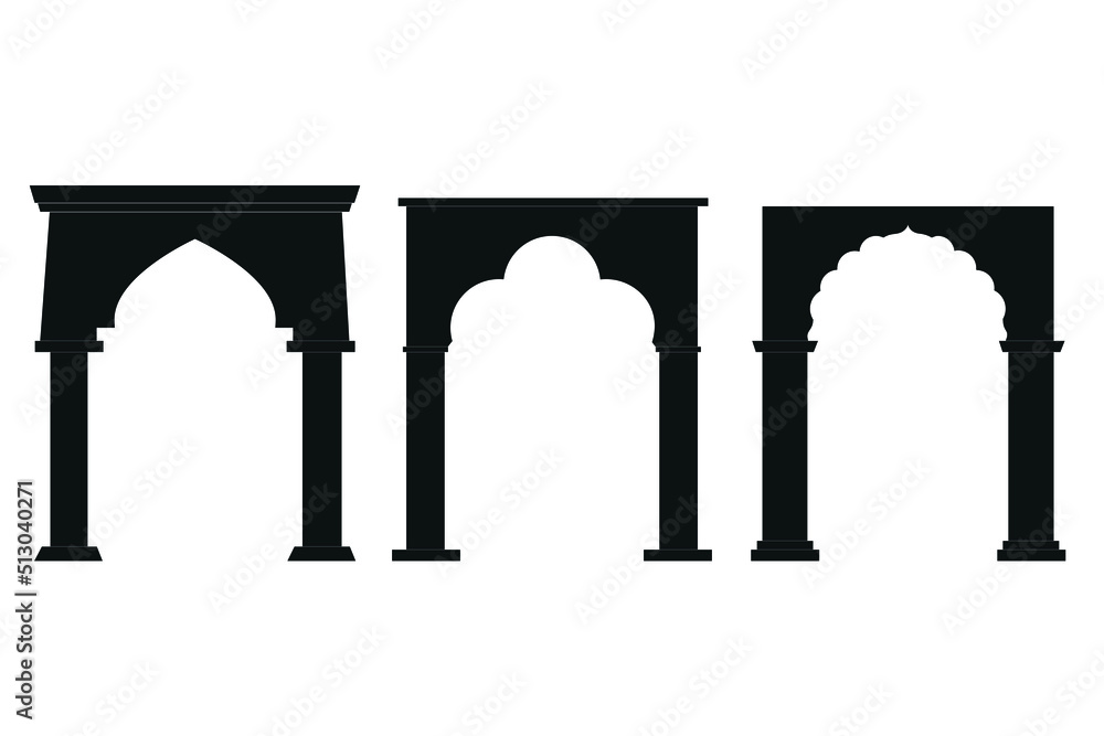 Indian set arch vector illustration and architecture of entrance palace ...