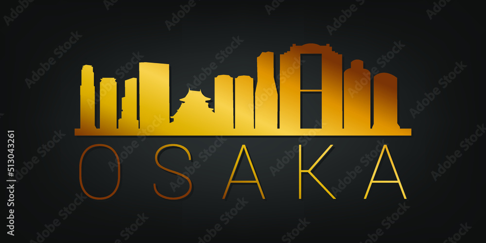 Osaka, Japan Gold Skyline City Silhouette Vector. Golden Design Luxury ...