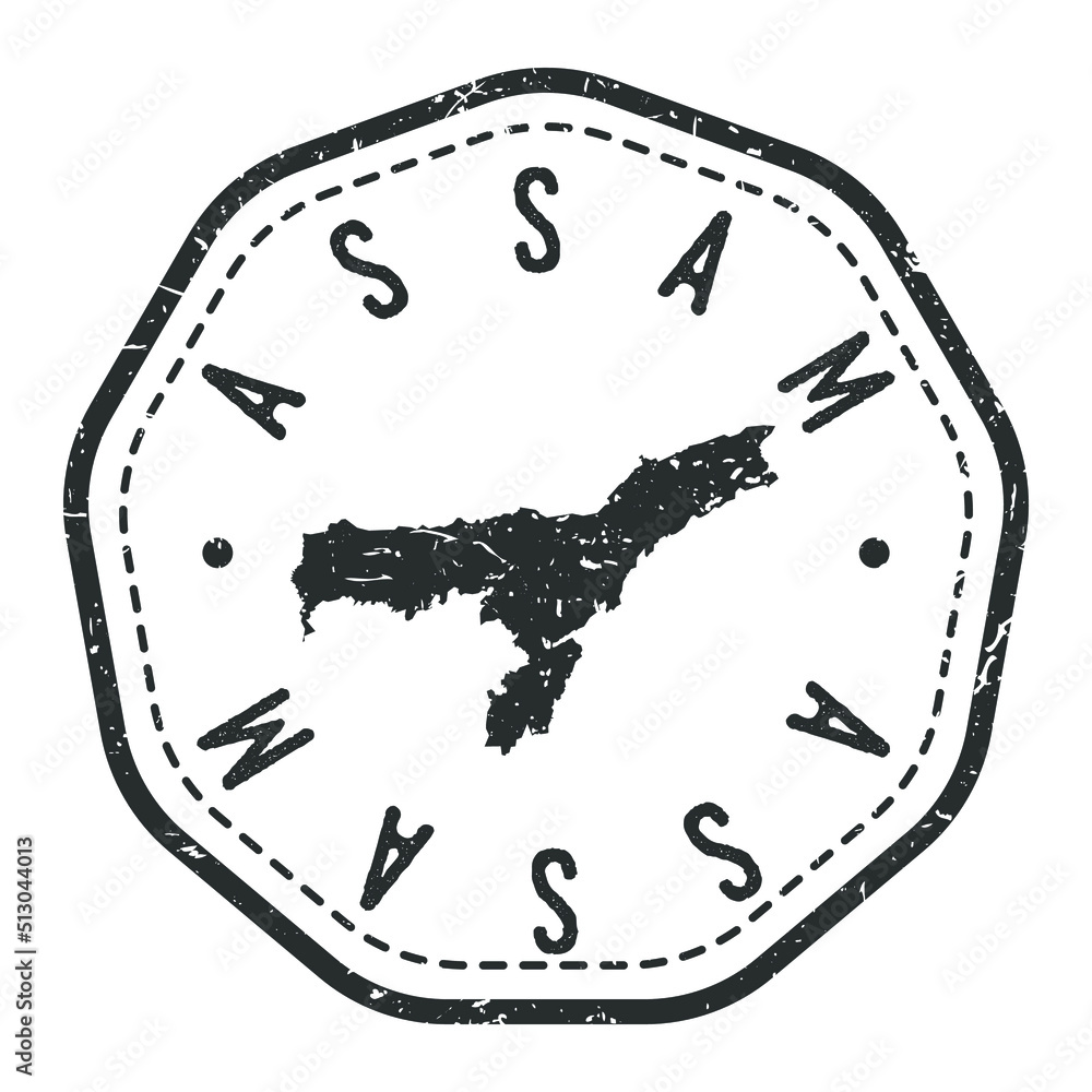 Assam, India Map Stamp Retro Postmark. Silhouette Postal Passport. Seal ...