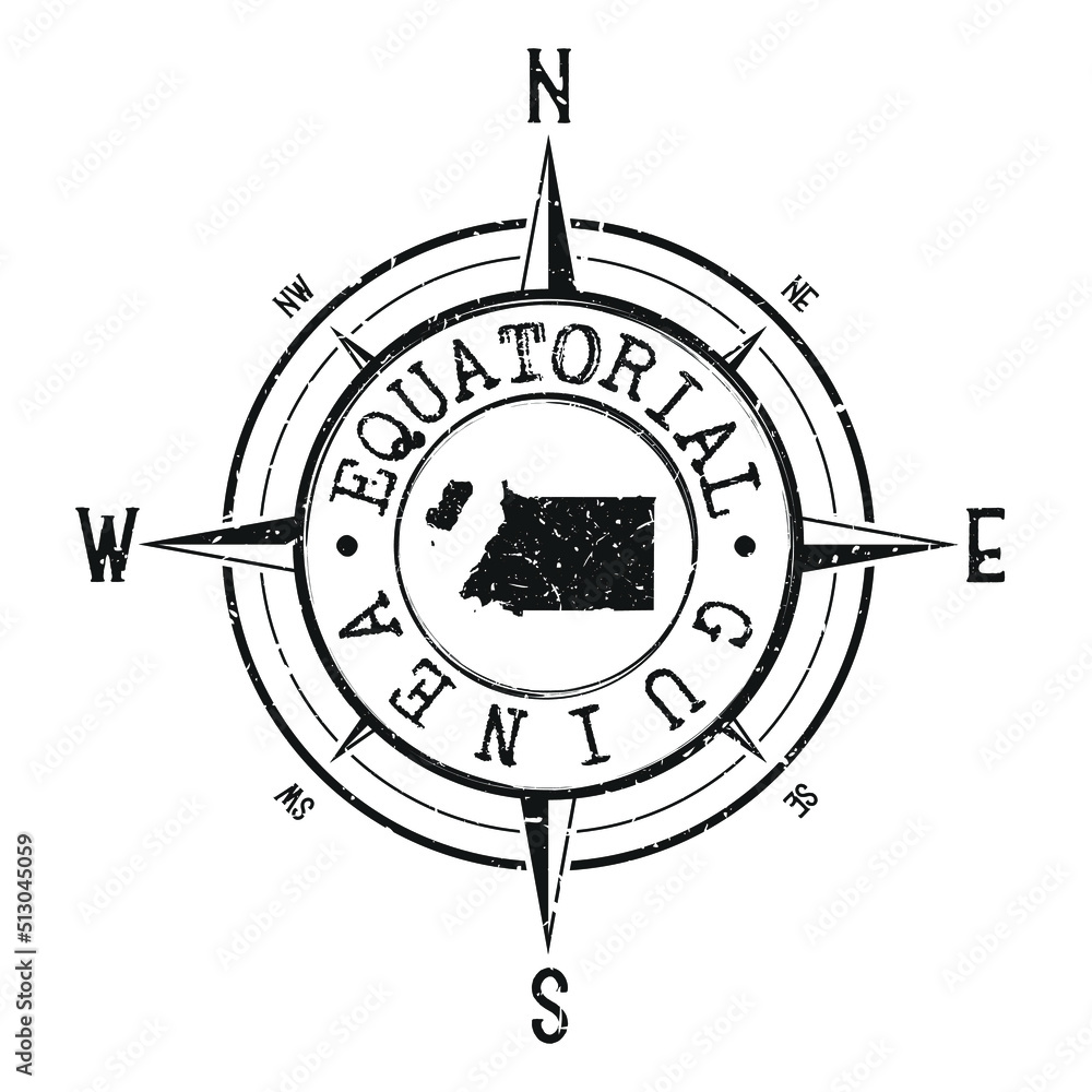 Equatorial Guinea Stamp Map Compass Adventure. Illustration Travel ...