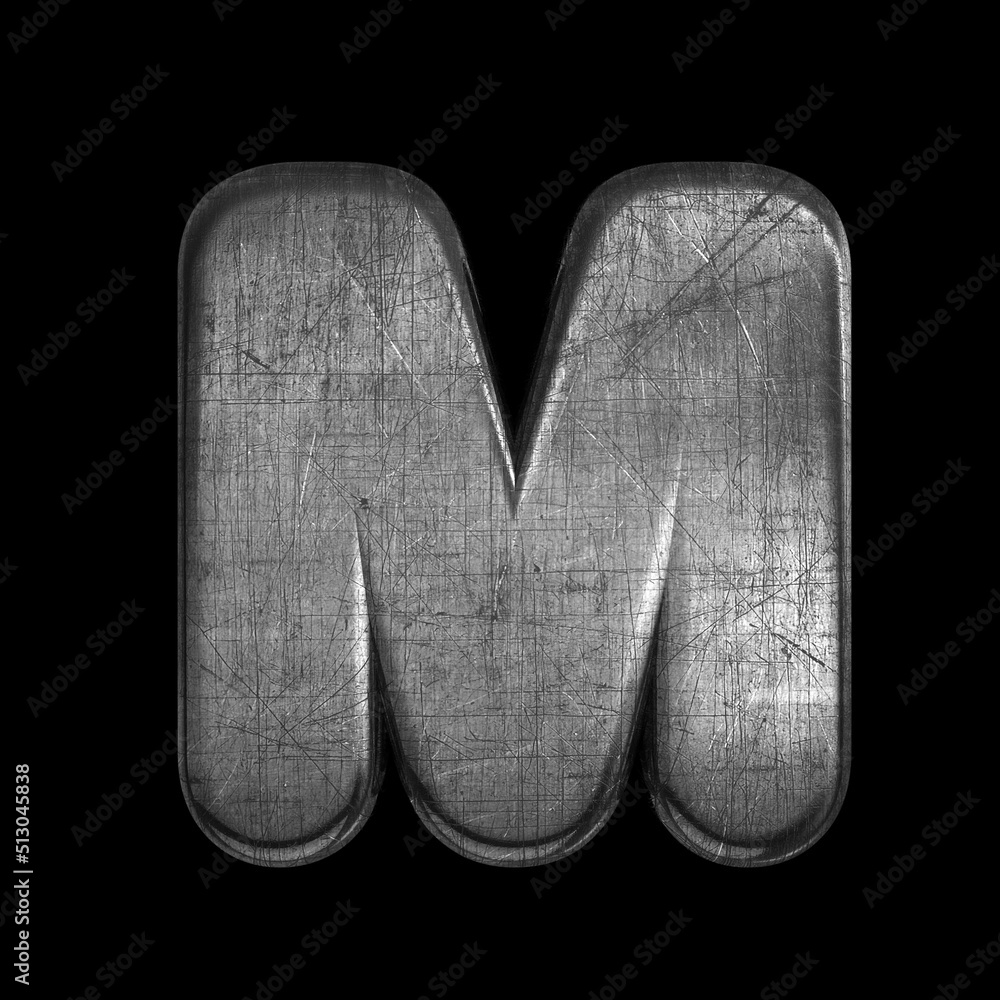 metal letter M - Capital 3d brushed iron font - suitable for industry ...