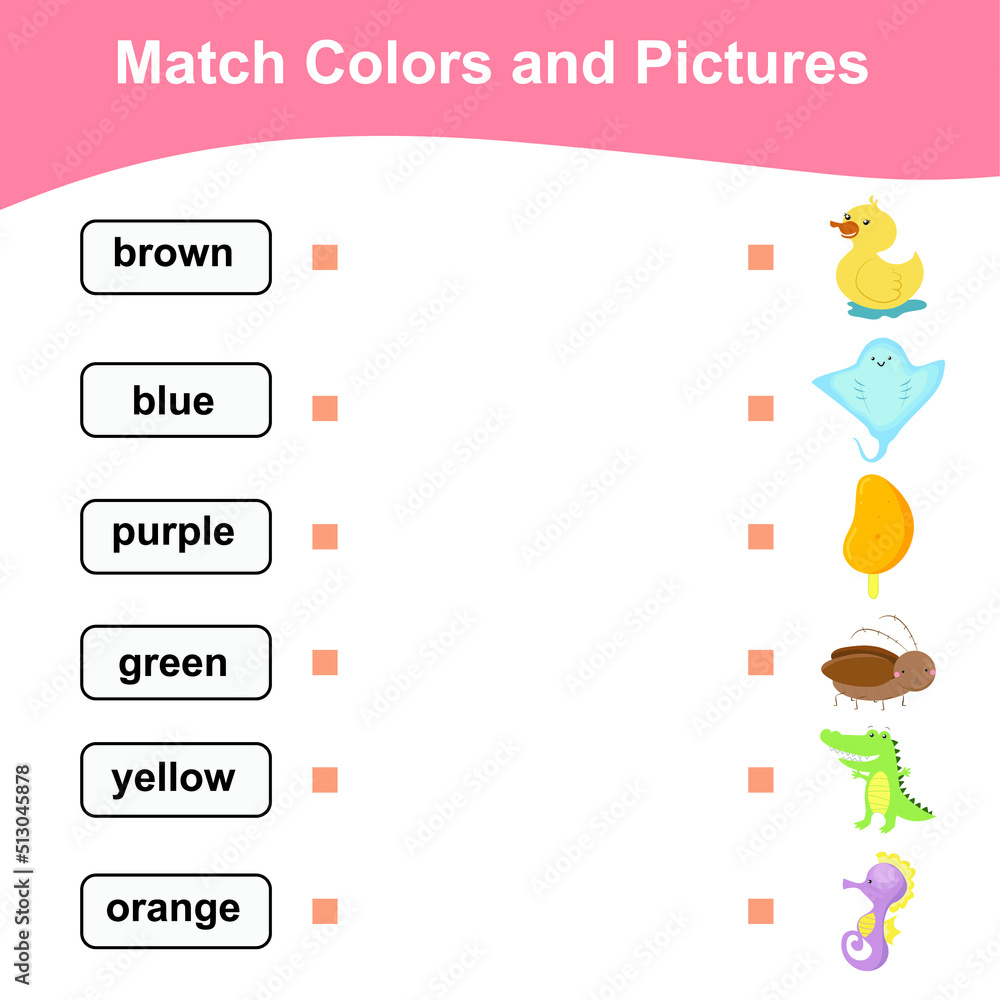Match colors and pictures. Matching words game for kids. Educational ...
