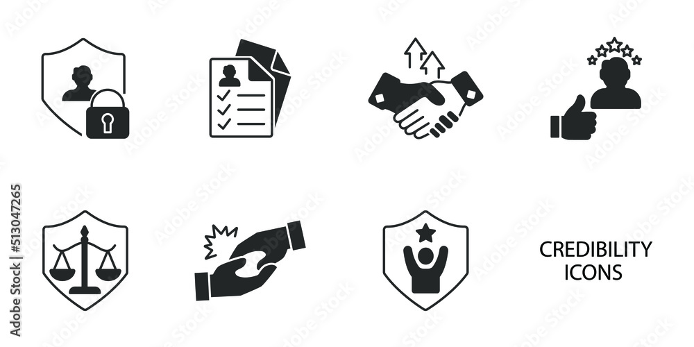 credibility icons set . credibility pack symbol vector elements for ...