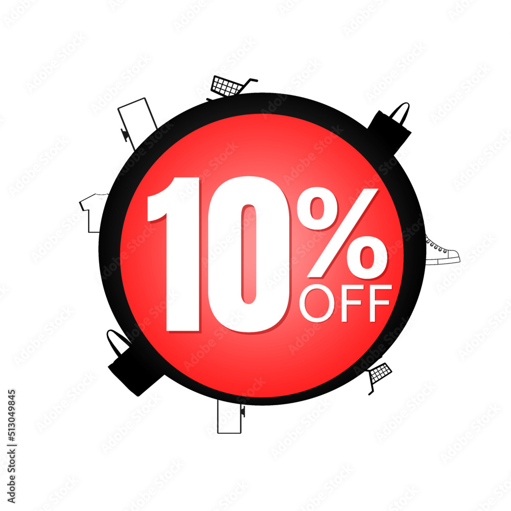 10% off, percent offer, design banner red mega discount, vector ...
