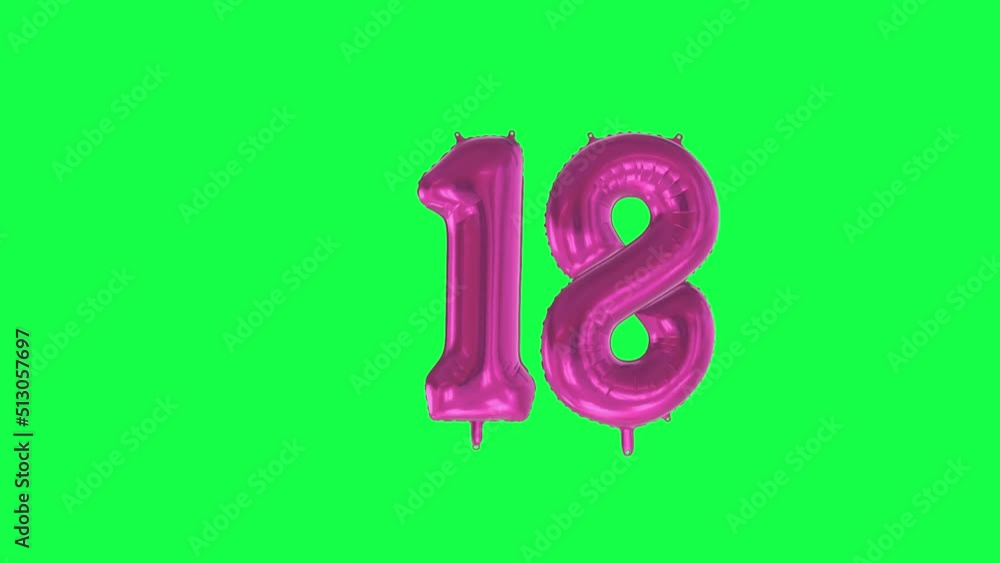 Vidéo Stock Helium Number Balloon With Number 18. Green Screen And ...