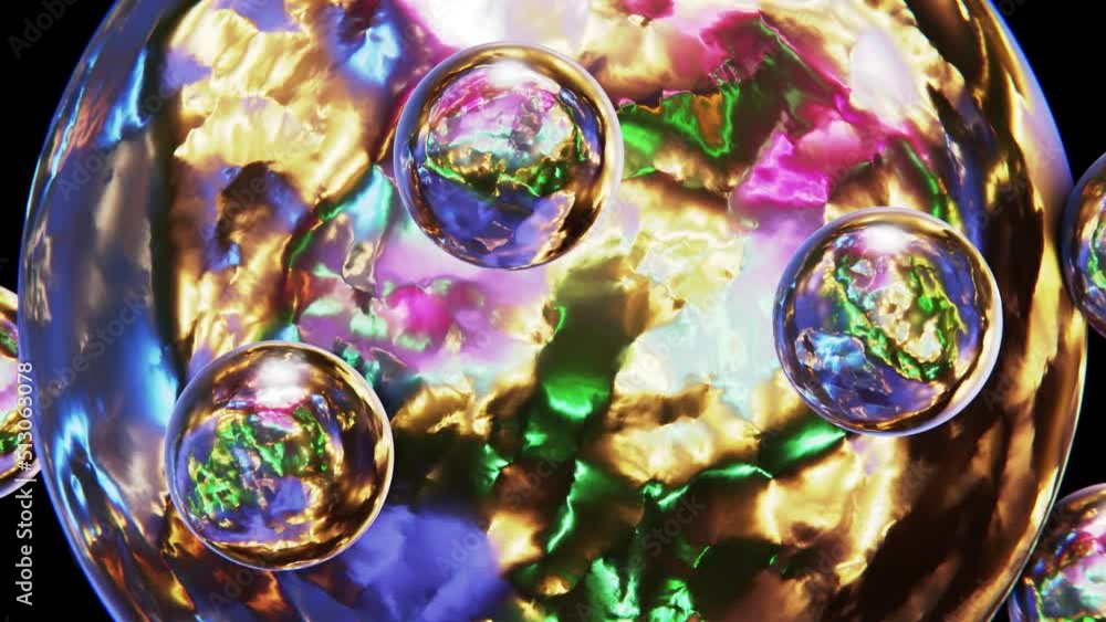 Realistic satisfying looping 3D animation of the colorful shining ...