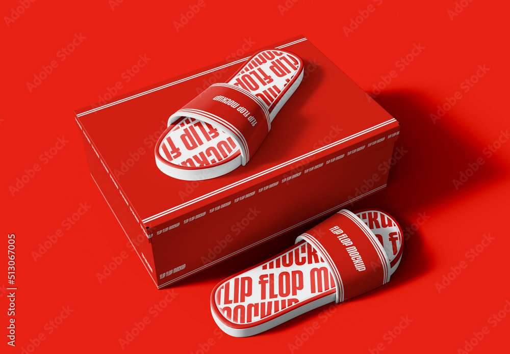 Slippers with Box Mockup Stock Template | Adobe Stock