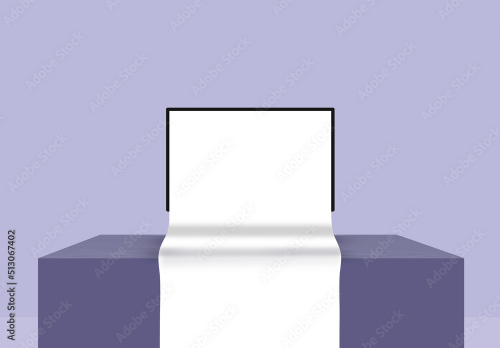 Laptop with Blank Long Screen Scroll Mockup Stock Template | Adobe Stock