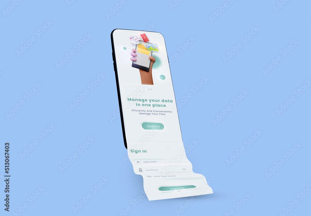 Mobile with 3D Elements Long Screen Scroll Mockup Stock Template ...